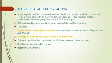 Nucleophilic Addition Of Carbonyl Compoundspptx Chemistry Science