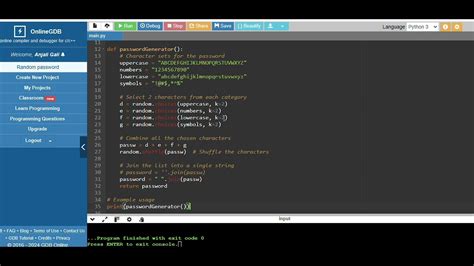 Python Random Password Generator Technohacks Edutech Internship Youtube