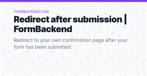Redirect After Submission Formbackend