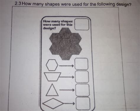 Solved 2 3 How Many Shapes Were Used For The Following Design How