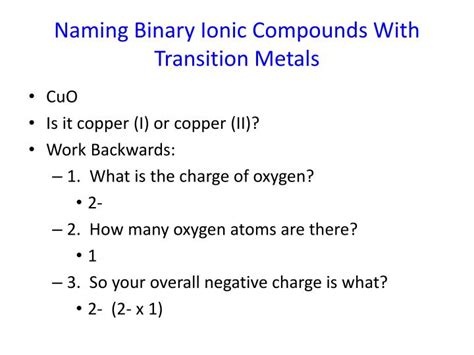 PPT Writing Formulas For Binary Ionic Compounds PowerPoint Presentation ID