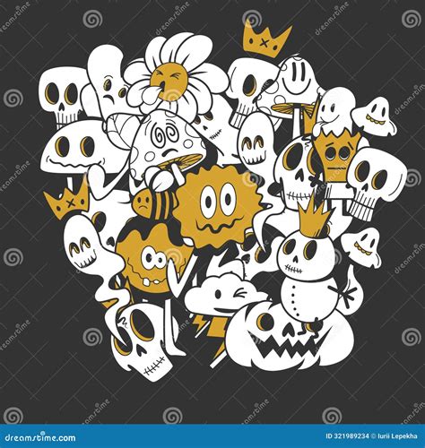 A Unique Doodle Style Illustration At The Intersection Of Creepy And