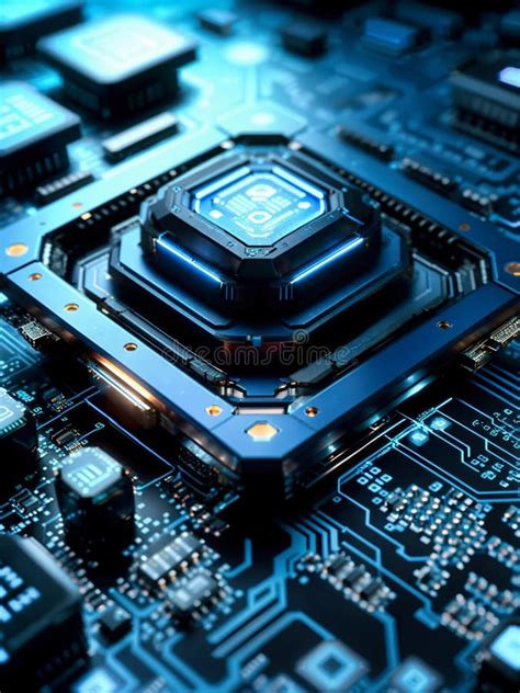 Close Up View Of A Modern Gpu Card With Circuit And Connections 3d Rendering Stock Illustration