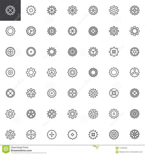 Gear Outline Icons Set Stock Vector Illustration Of Perfect 114289250