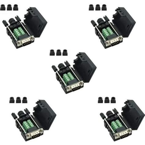 Yiovvom Db9 Breakout Connector To Wiring Terminal Rs232 D Sub Male Serial Adapters Port Breakout