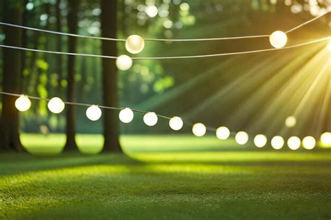 Premium Photo A String Of Lights In The Forest At Night