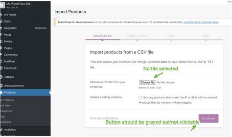 WooCommerce Product Import UI Issue Continue Button On The Import Page Should Be Grayed On No
