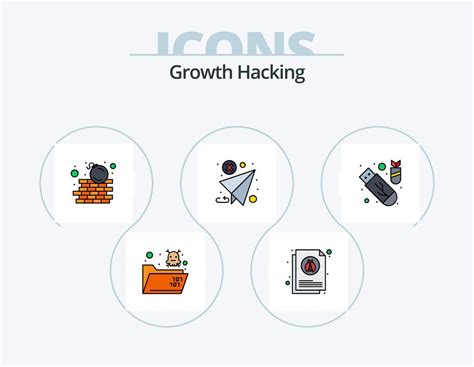 hacking line filled icon pack 5 icon design message development