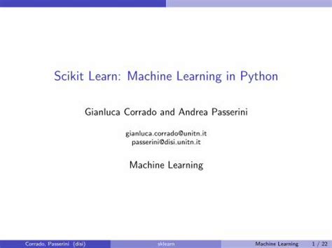 PDF Scikit Learn Machine Learning In Pythondisi Unitn It Passerini Teaching