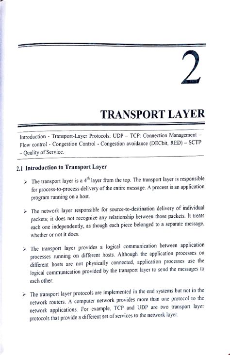 Cn Unit 2 Computer Networks Unit 2 2 Transport Layer Introduction Protocols Udp Tcp