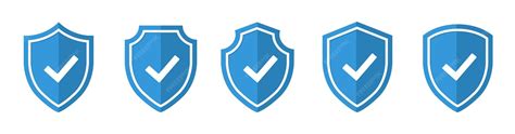 Premium Vector Shield Check Mark Icon Set In Vintage Style Protect Shield Security Icons