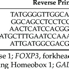 Forward And Reverse Primer Sequence For Quantitative Real Time Download Scientific Diagram