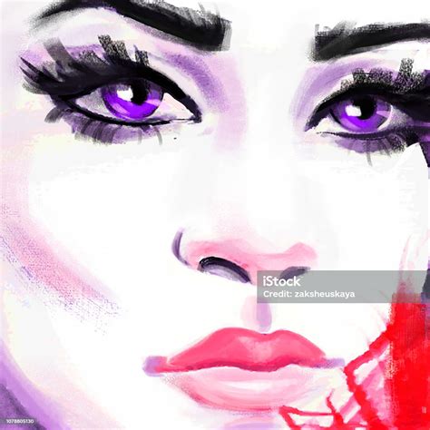 여자 얼굴입니다 손으로 그린 패션 일러스트 아름 다운 여자의 초상화입니다 패션 디자인에 대 한 세련 된 아름 다운 모델입니다