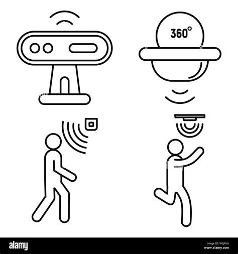 Motion Sensor Detector Icons Set Outline Set Of Motion Sensor Detector Vector Icons For Web