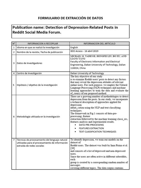 Formulario De Extraccion De Datos 5 Pdf