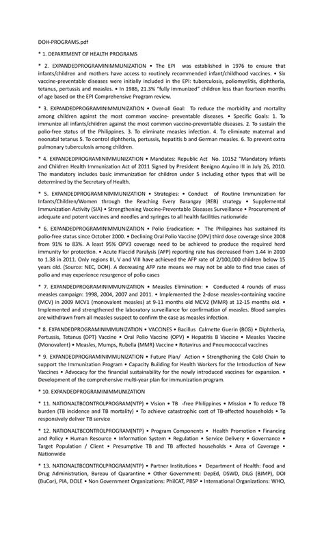 Doh Doh Programs Doh Programs Department Of Health Programs Expandedprograminimmunization