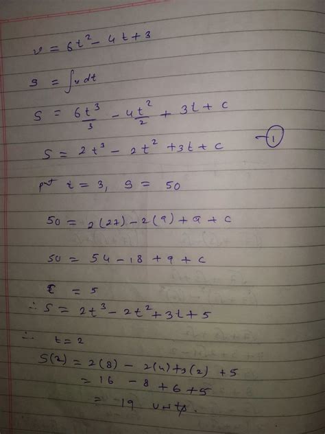 18 velocity of a particle any time t is given by 6 t { 2