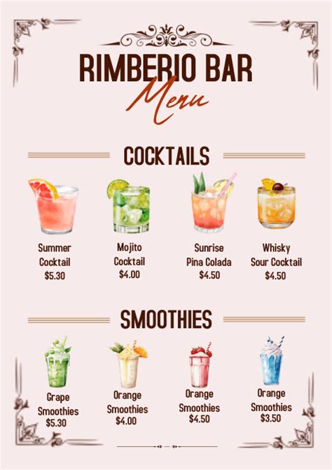 White Berbasis Daftar Menu Drink A4 Template Postermywall