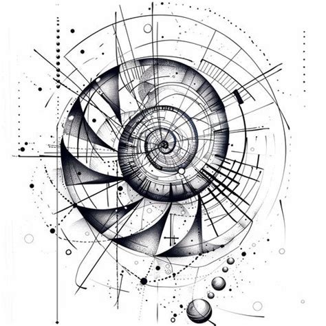 Stylish Sketch Of A Fibonacci Pattern With Trendy Design Imagella