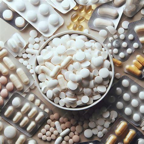 Premium Photo A Large Quantity Of Medication On The Table