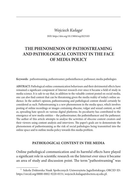 Pdf The Phenomenon Of Pathostreaming And Pathological Content In The
