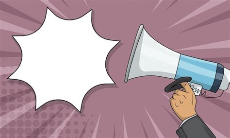 확성기 벡터 일러스트 레이 션을 들고 손의 빈 배경 프리미엄 벡터