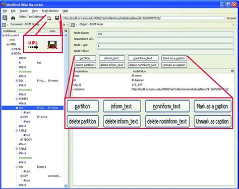modified dom inspector url to server button stores document in