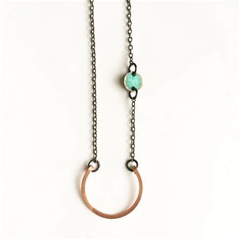 Hammered Copper Patina Necklace Etsy