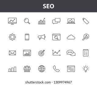 Seo Search Engine Optimization Thin Line Stock Vector Royalty Free Shutterstock
