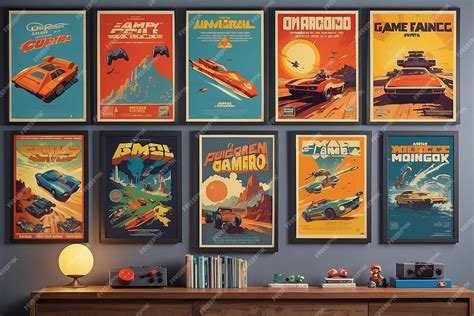 Premium Photo Retro Gaming Nostalgia Classic Game Posters On Walls
