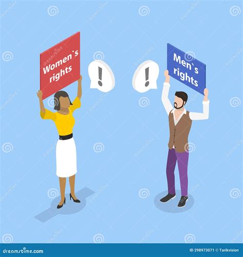 3d Isometric Flat Vector Illustration Of Gender Conflict Stock