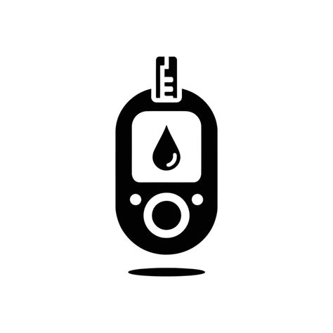 Negro Silueta Glucosa Metro Icono Con Gotita Sangre Azúcar Nivel Supervisión Ilustración
