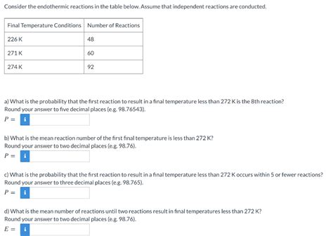 Solved Consider The Endothermic Reactions In The Table