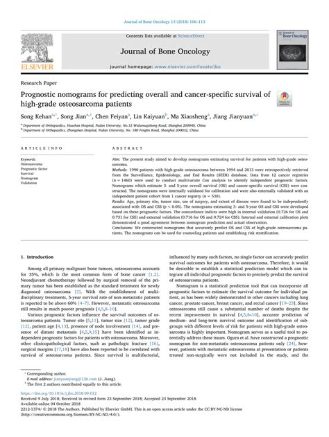 Pdf Development And Validation Of Nomograms Predicting Overall And Cancer Specific Survival Of