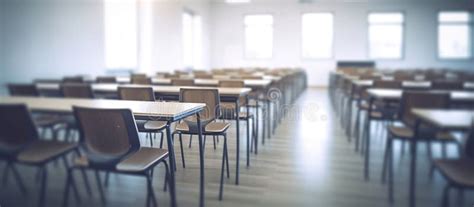 Empty Unfocused University Classroom Ai Generated Image Stock
