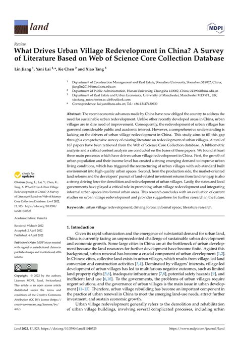 Pdf What Drives Urban Village Redevelopment In China A Survey Of Literature Based On Web Of