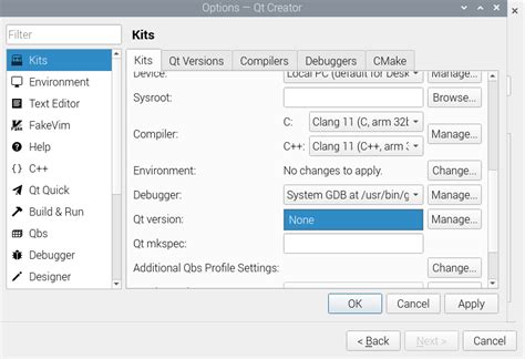 Qt Qtcreator Desktop Kit Is Greyed Out Raspberry Pi Stack Exchange