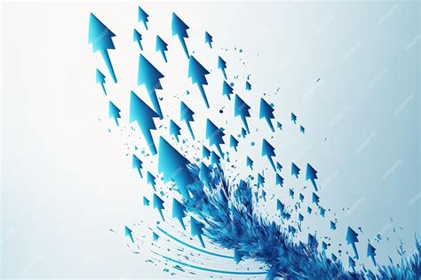공기 이동 공기 흐름의 방향을 나타내는 파란색 화살표 그룹 바람 프리미엄 사진