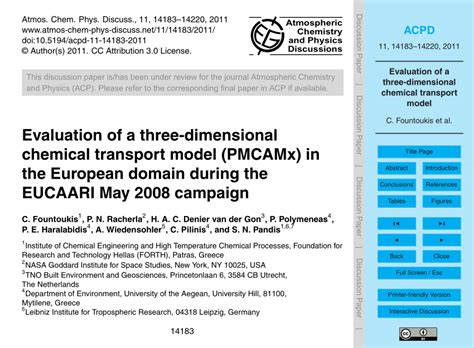 Pdf Evaluation Of A Three Dimensional Chemical Transport Model