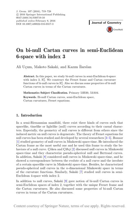 On Bi Null Cartan Curves In Semi Euclidean 6 Space With Index 3 Request Pdf