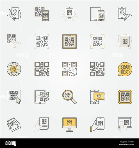 QR Code Colorful Icons Set Vector Code Scanning Creative Signs Or Design Elements Smartphone