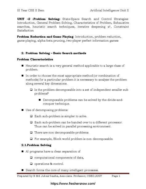 Jntuk R19 Btech Cse 2 2 Ai Unit Ii Problem Solving And Search