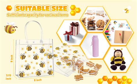 Paterr 20 Pcs Bee Clear T Bags With Handles Pvc Sweet As