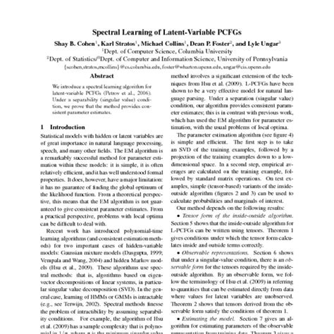 Spectral Learning Of Latent Variable Pcfgs Acl Anthology