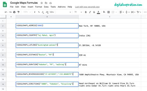 Google Maps Formulas For Google Sheets Calculate Distances Travel Time And More