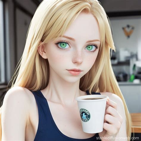 Anime Woman Enjoying Coffee Stable Diffusion Online