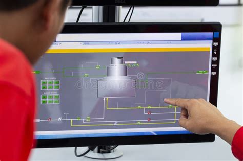 Industrial Process Monitoring On Control Panel Stock Image Image Of