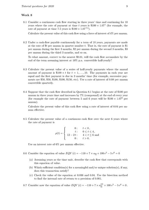 Week 8 Tutorial Questions Tutorial Questions For 2020 9 Week 8 8