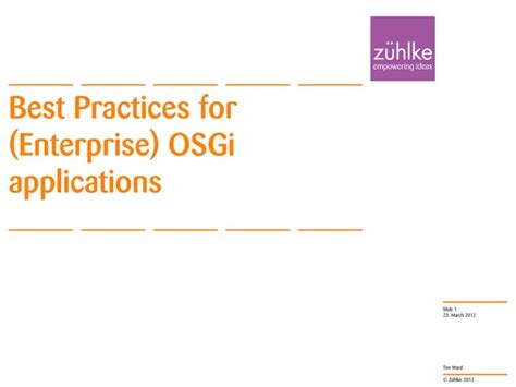 Best Practices For Enterprise Osgi Applications Tim Ward Pdf Web Development Internet