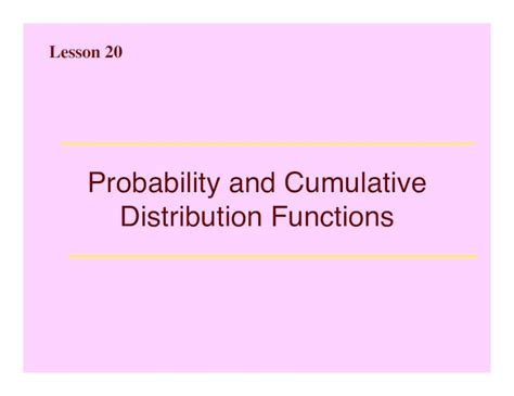 Pdf Probability And Cumulative Distribution Functions · Pdf
